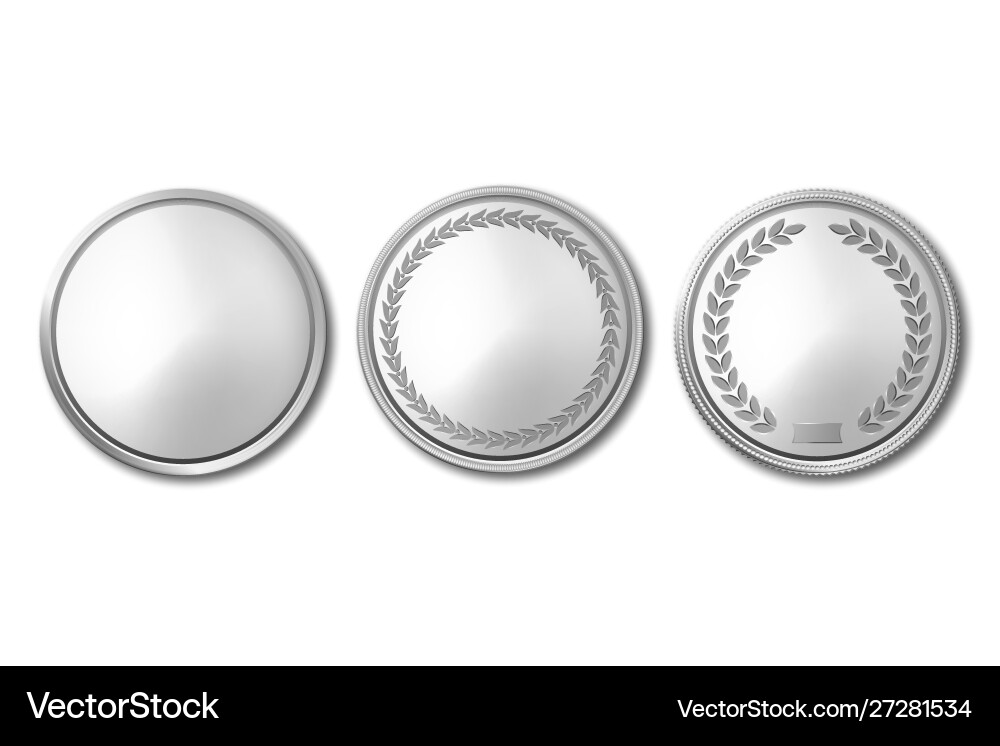 3d realistic silver metal blank coin icon Vector Image