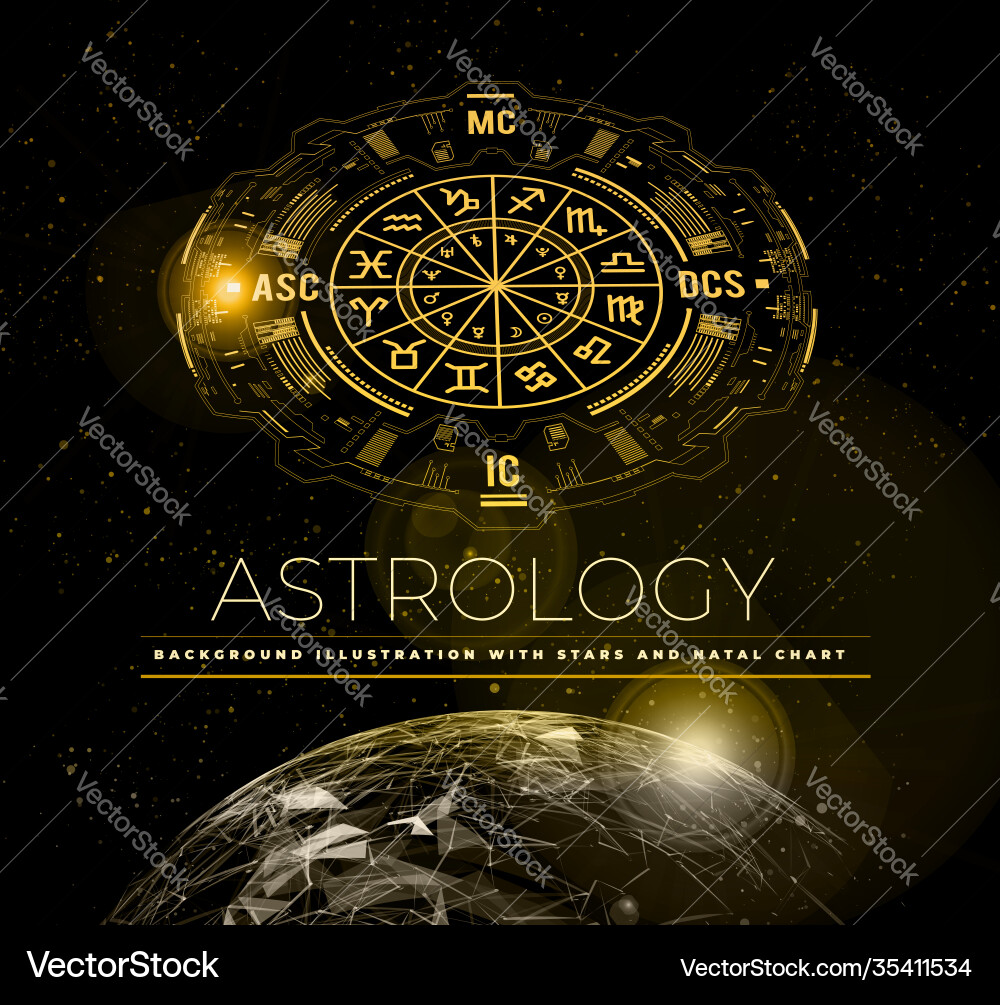 Astrology background example natal chart Vector Image