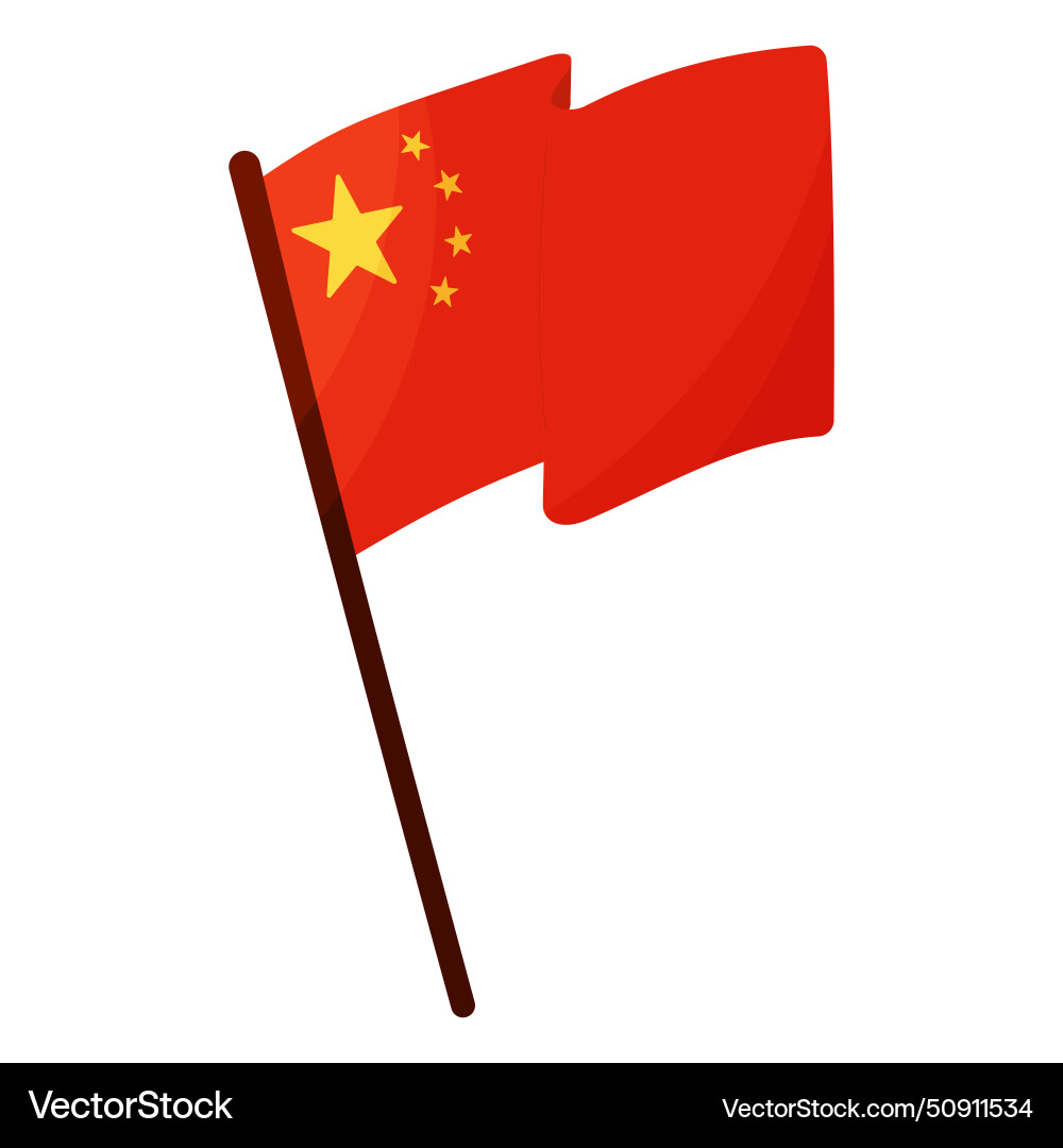 Chinese flag red five stars flagpole wind Vector Image