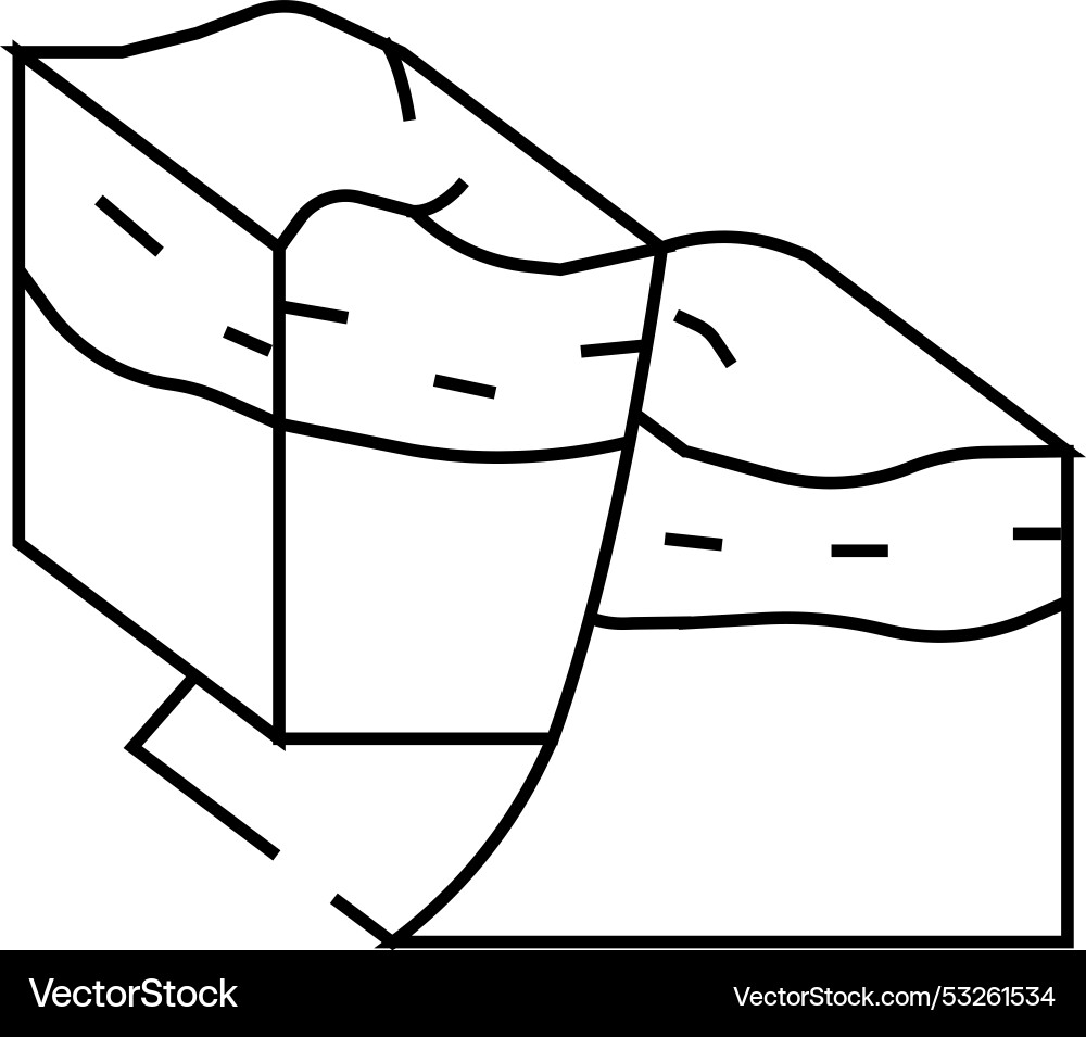 Compression thrust earthquake line icon Royalty Free Vector