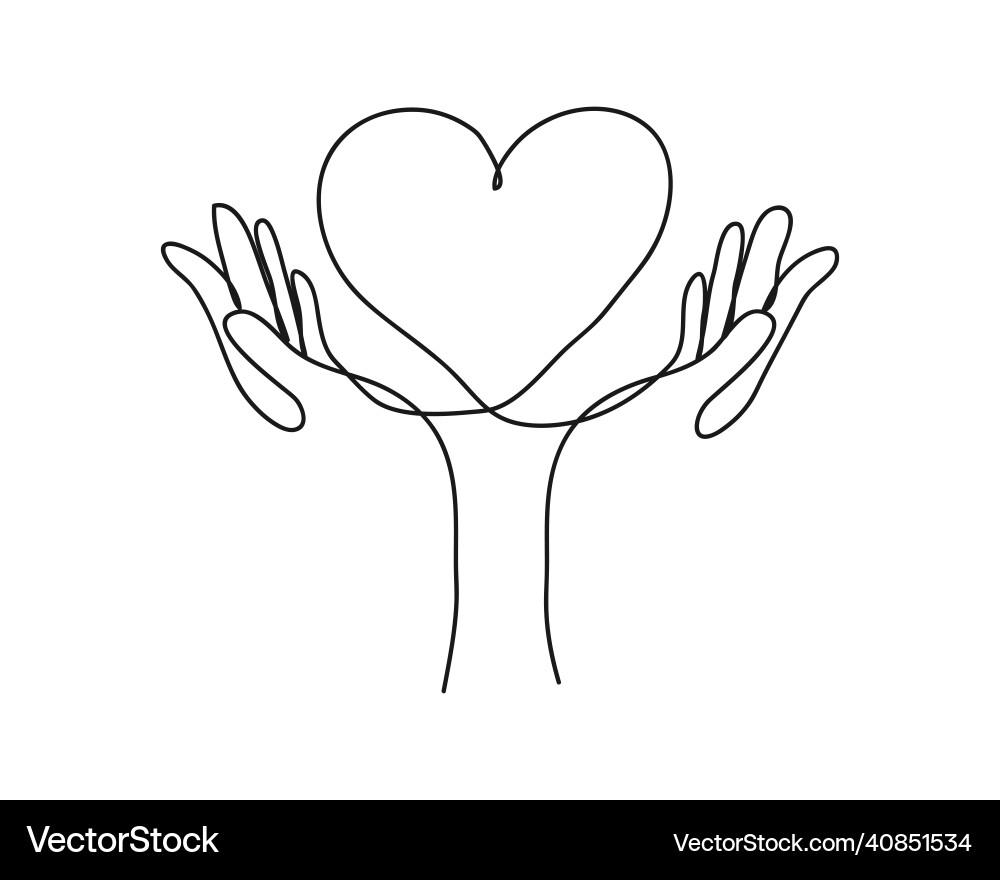Continuous one line drawing health care hands Vector Image