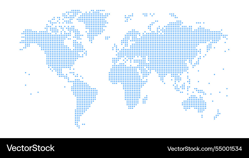 Dotted halftone world map on white background Vector Image