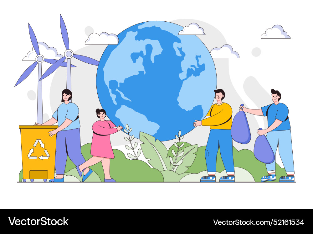 Recycling waste renewable resources concept group Vector Image