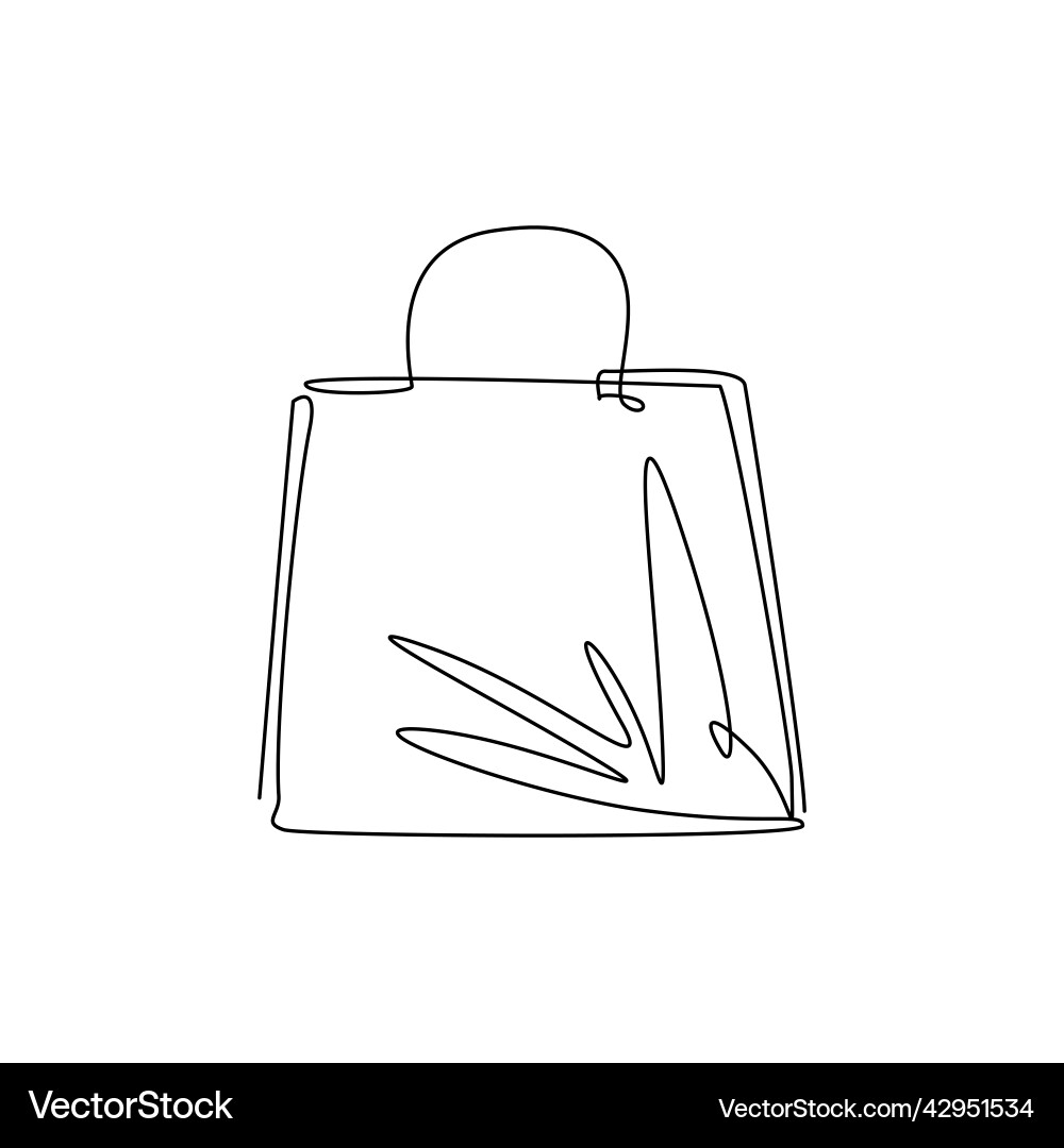 Single one line drawing shopping paper bag Vector Image