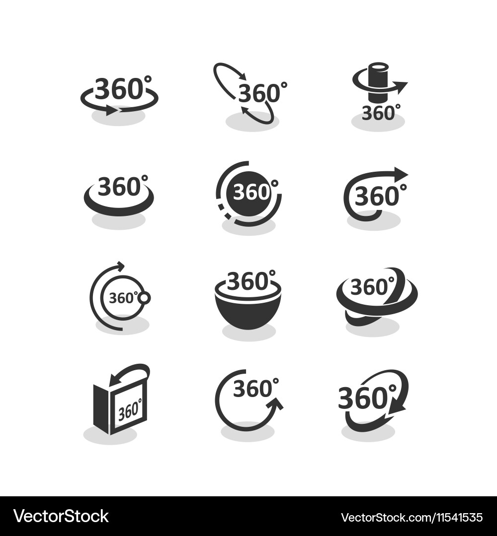 360 Rotation Icons - Circle & Arrow Royalty Free Vector