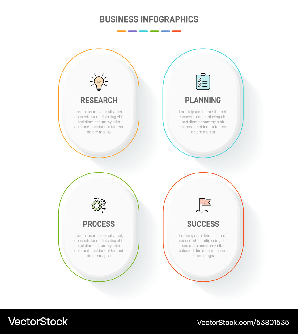 4 clean infographic design shaped elements Vector Image