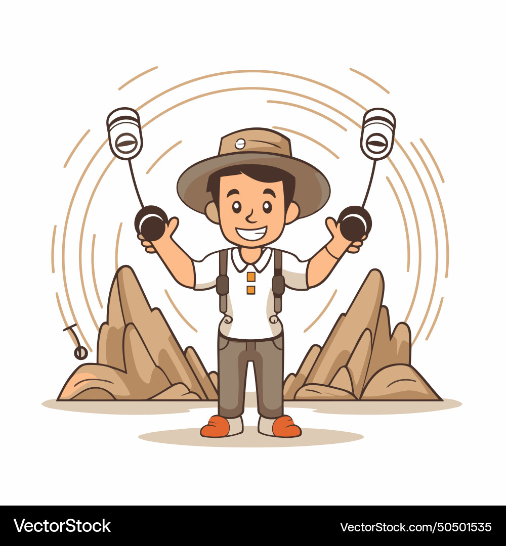 A cartoon safari explorer man Royalty Free Vector Image
