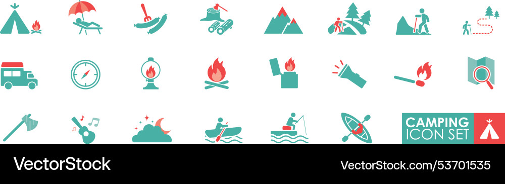Camping solid icon set simple minimalist Vector Image