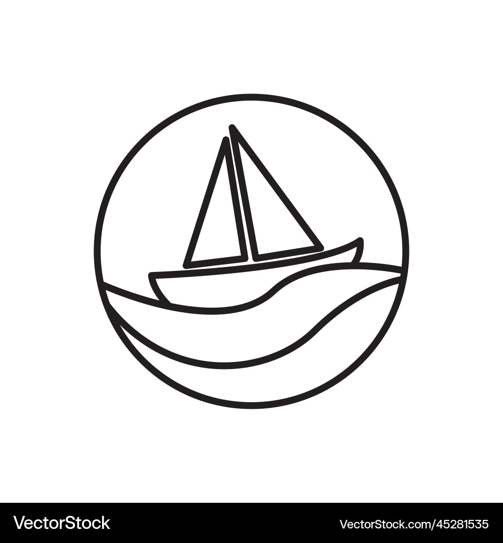 Circle boat line wave icon logo – Free Vector | VectorStock