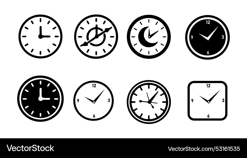 Clock icons set time Royalty Free Vector Image