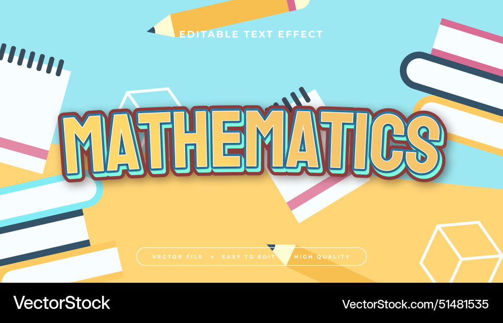 Colorful mathematics 3d editable text effect Vector Image