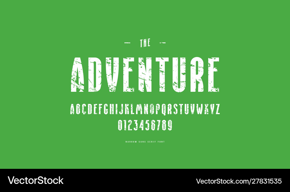 Decorative narrow sans serif font Royalty Free Vector Image
