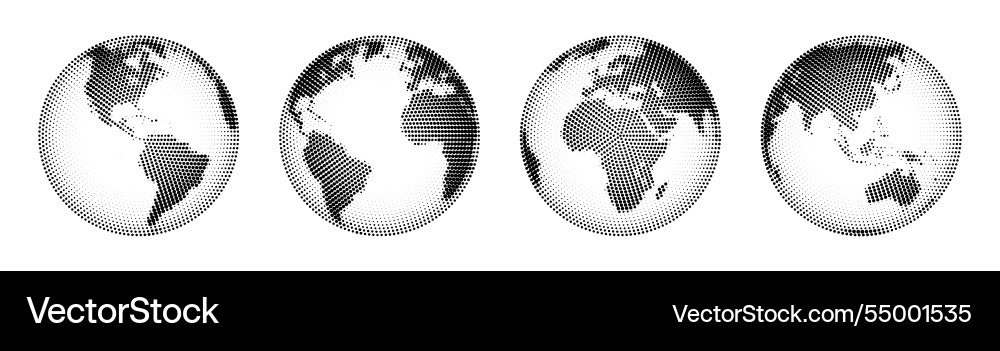 Earth globe hemispheres with continents Royalty Free Vector