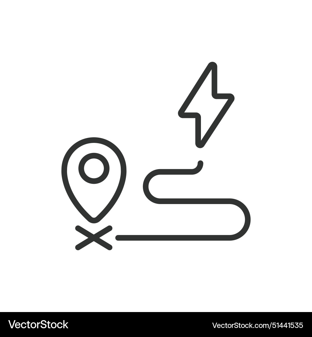 Ev station pin in line design Royalty Free Vector Image