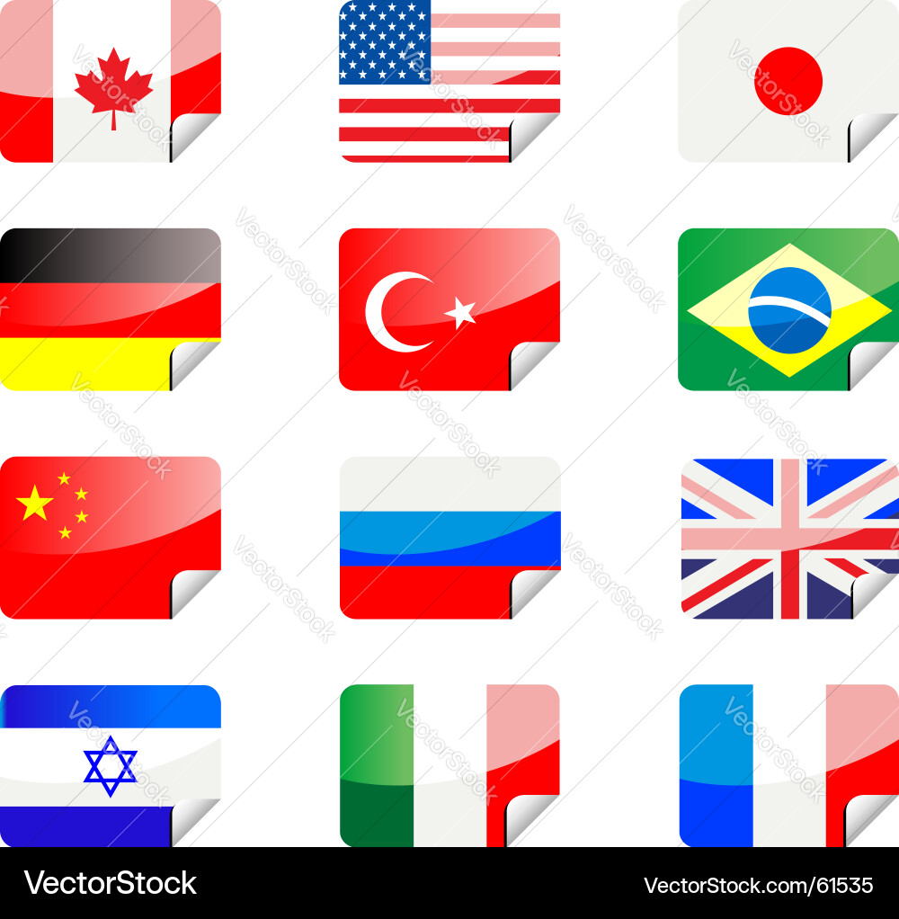 Flag stickers Royalty Free Vector Image - VectorStock