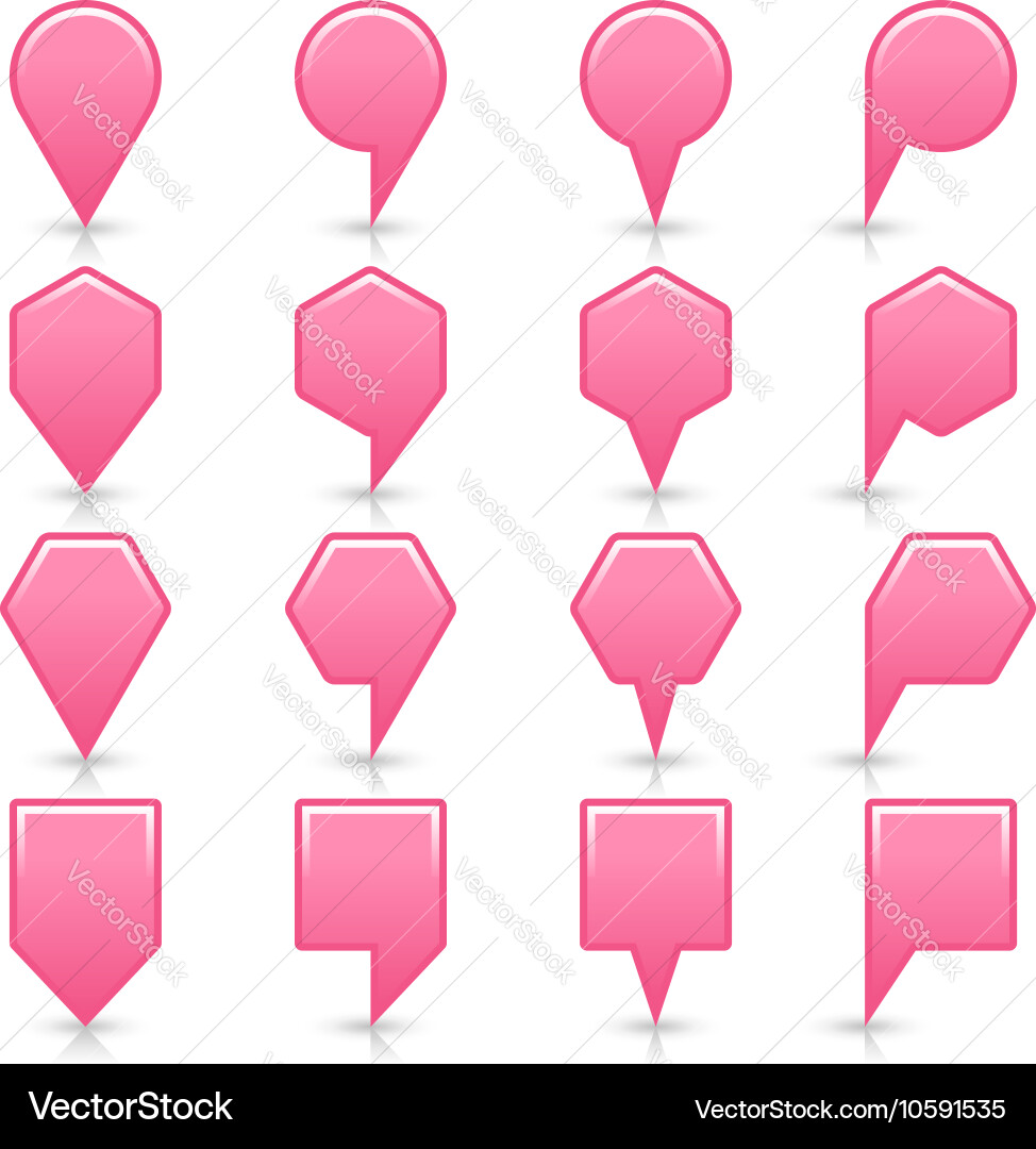 Flat pink color map pin sign location icon Vector Image
