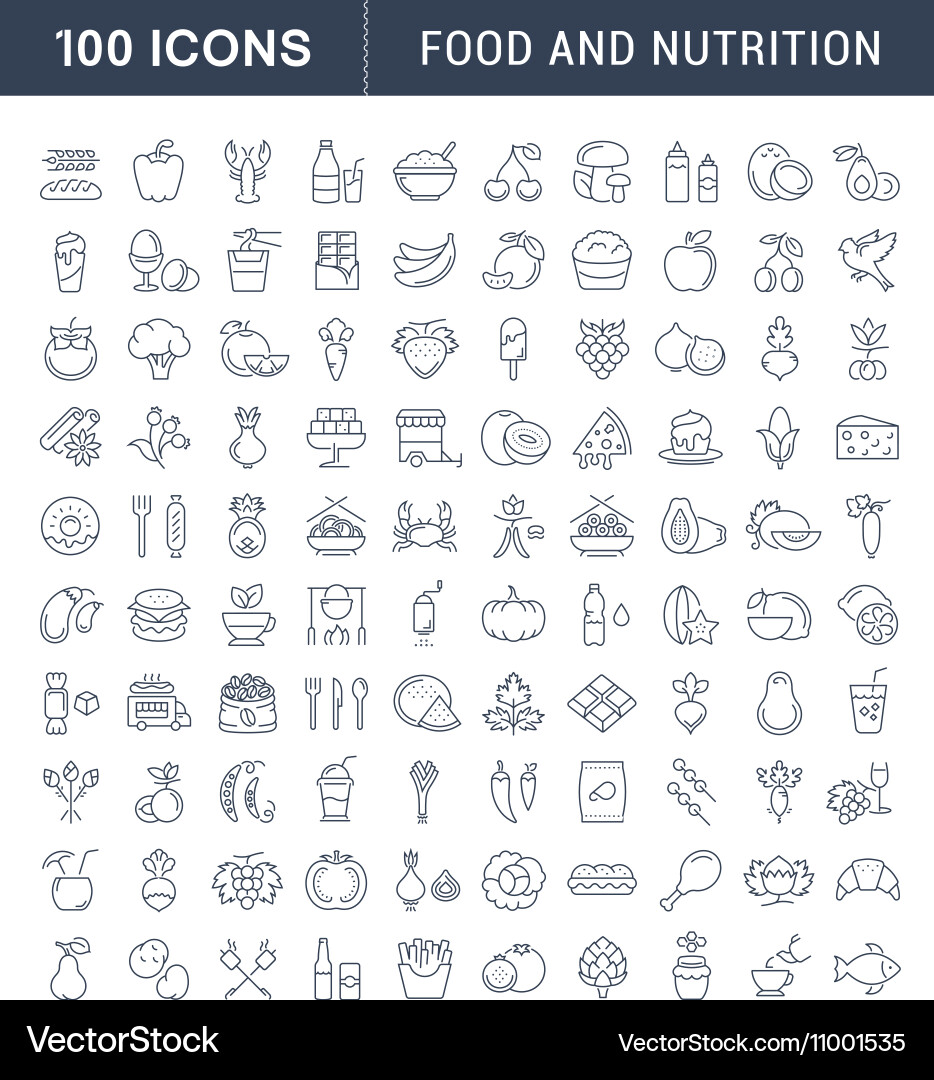 Food Line Icons Set Royalty Free Vector Image - VectorStock