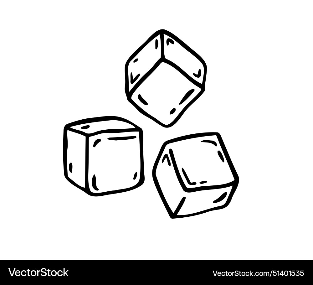 Ice cubes outline doodle isolated Royalty Free Vector Image