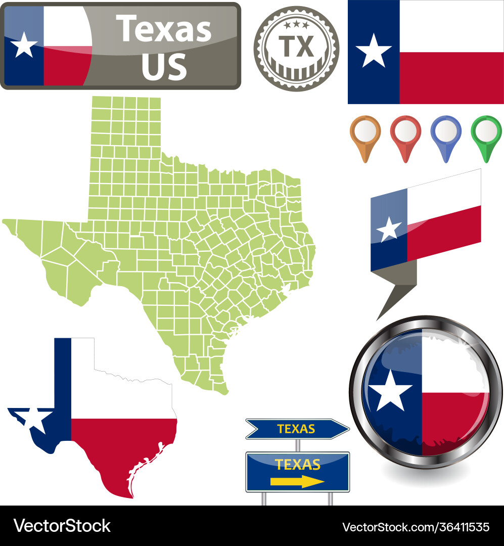 Map texas us Royalty Free Vector Image - VectorStock