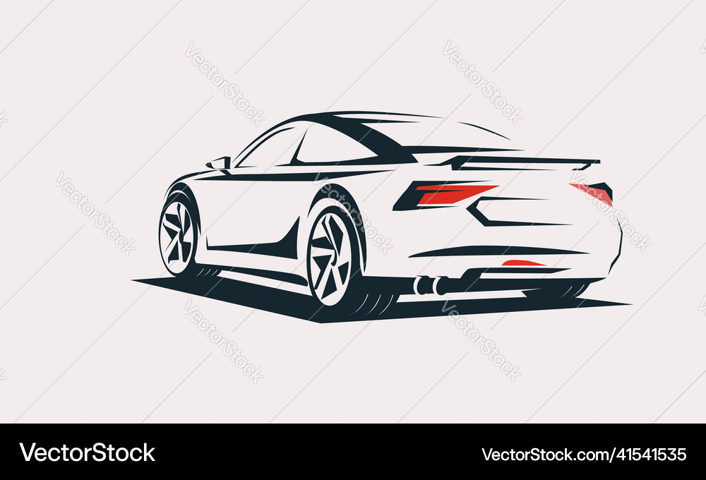 Sport car outlined sketch view from back Vector Image