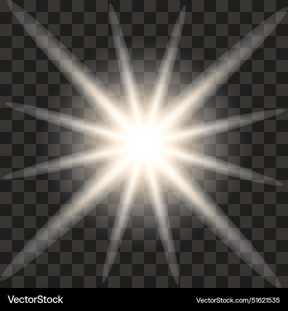White glow sun shine rays white star light blur Vector Image