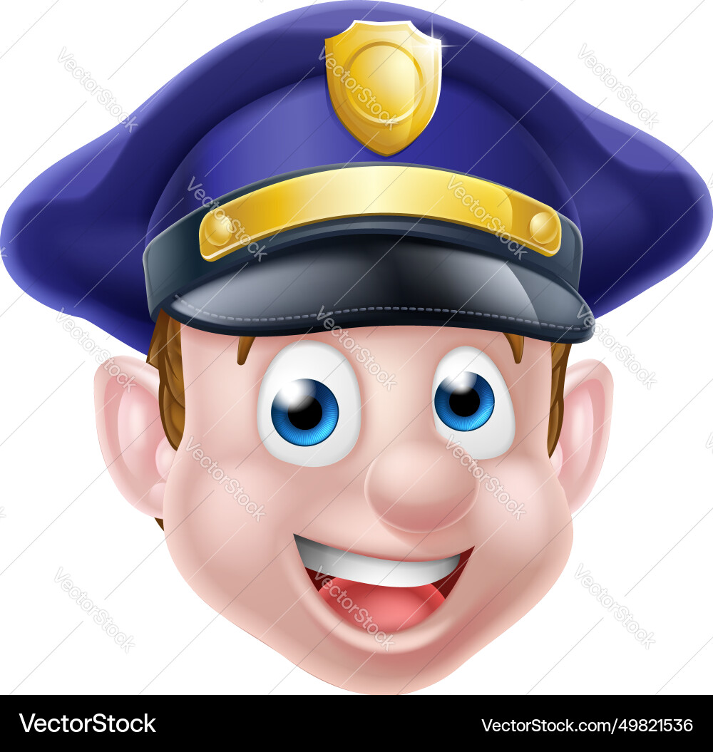 Cartoon policeman face Royalty Free Vector Image