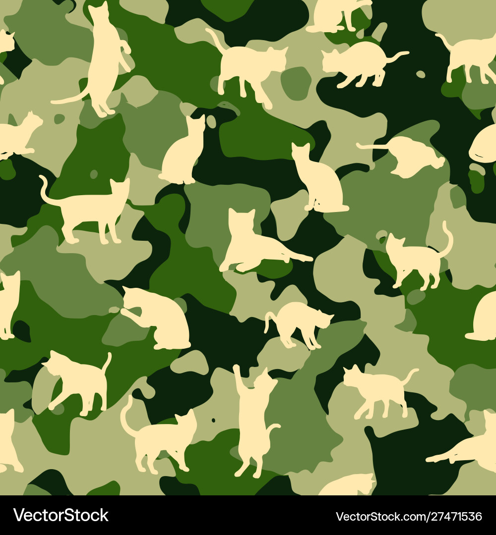 Cute Camo Cat Pattern Royalty Free Vector Image