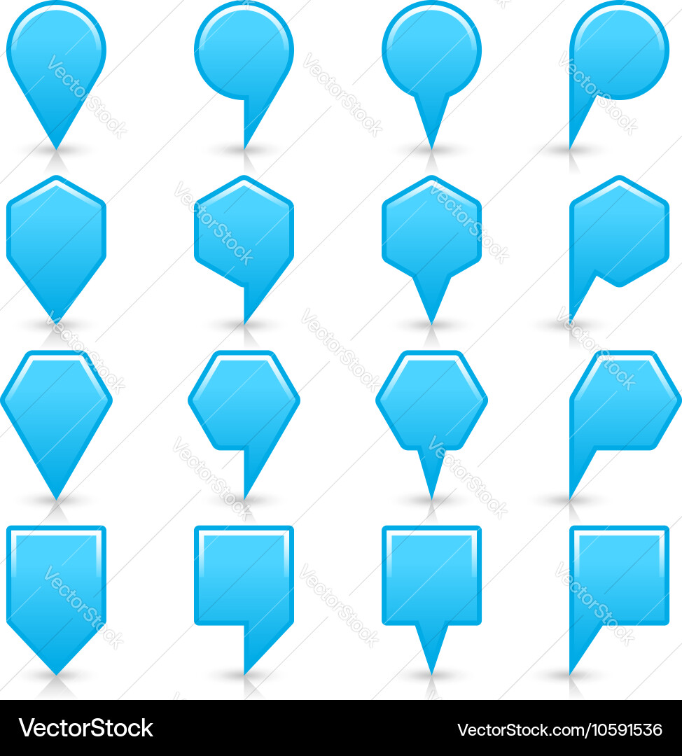 Flat blue color map pin sign location icon Vector Image