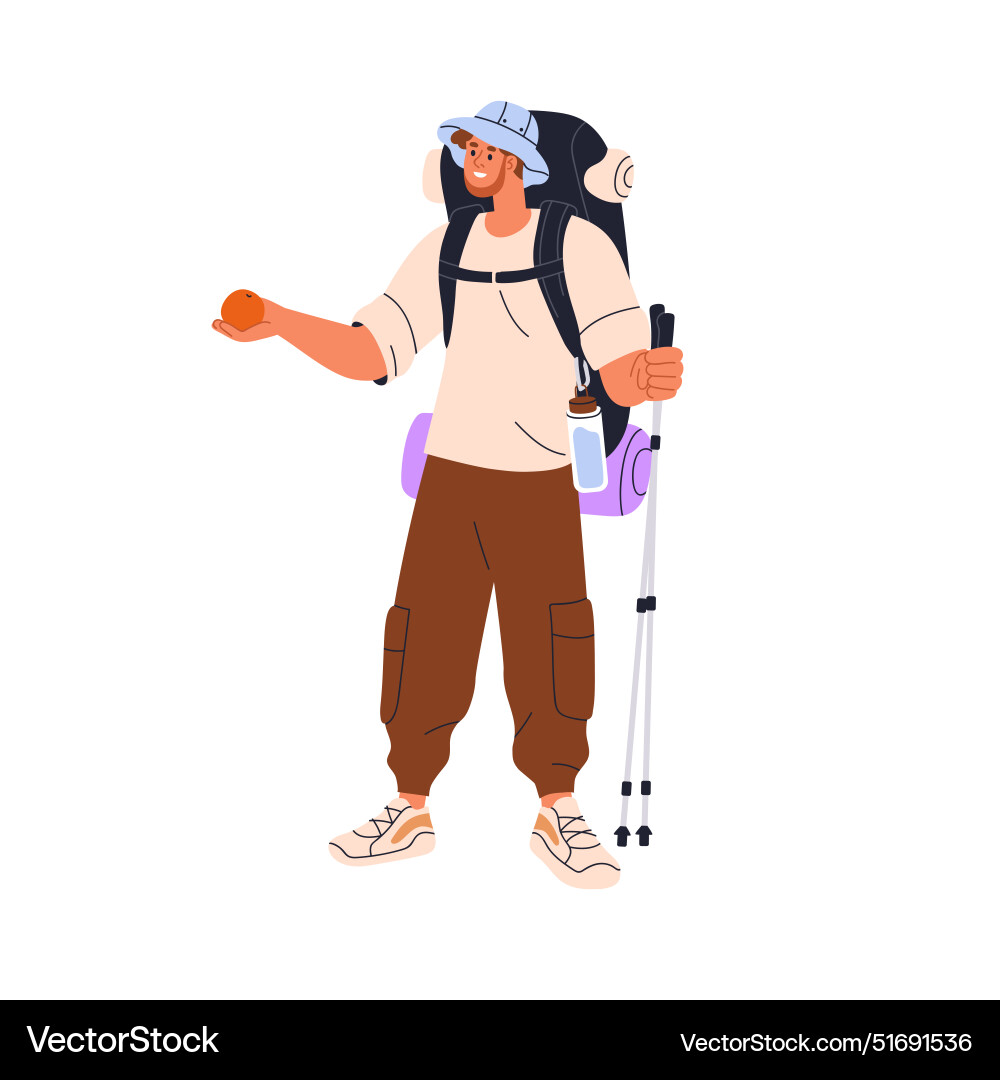 Hiker hiking with backpack man backpacker Vector Image