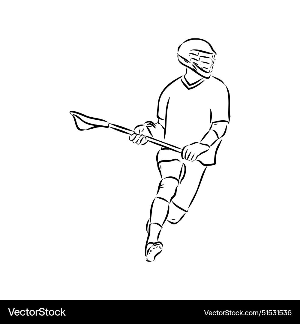 Lacrosse sport sketch outline Royalty Free Vector Image