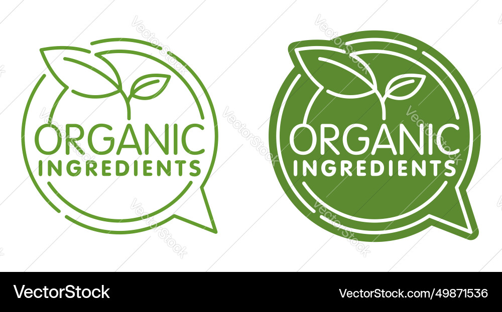 Organic ingredients flat stamp in thin line Vector Image