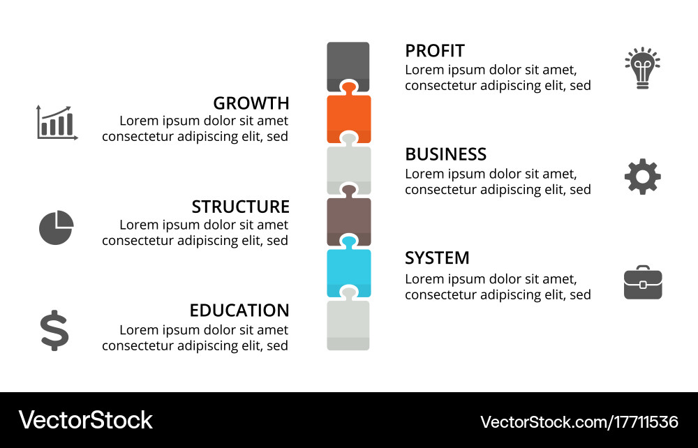 Puzzle timeline infographic diagram chart Vector Image