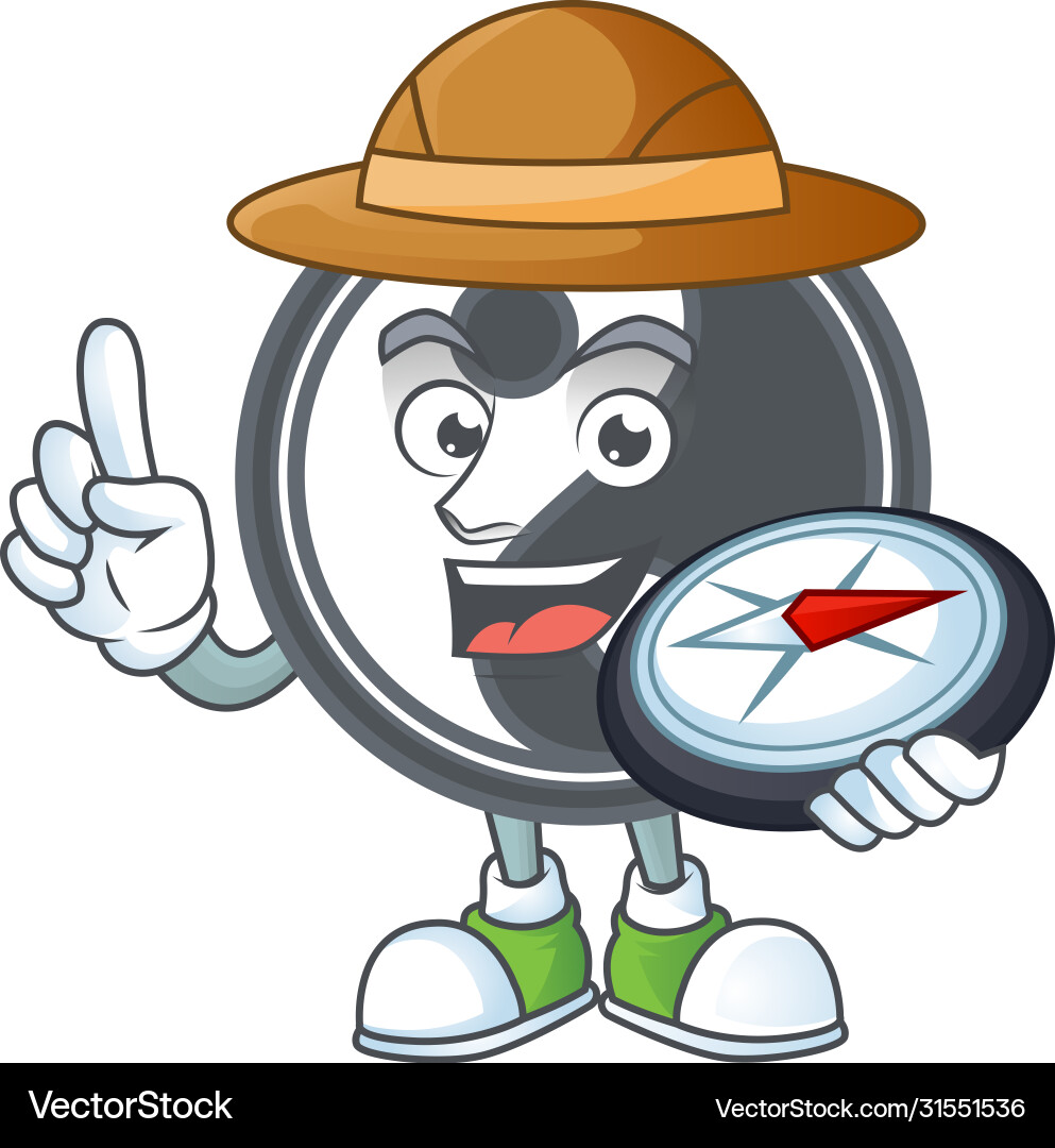 Yin yang stylized explorer having a compass Vector Image