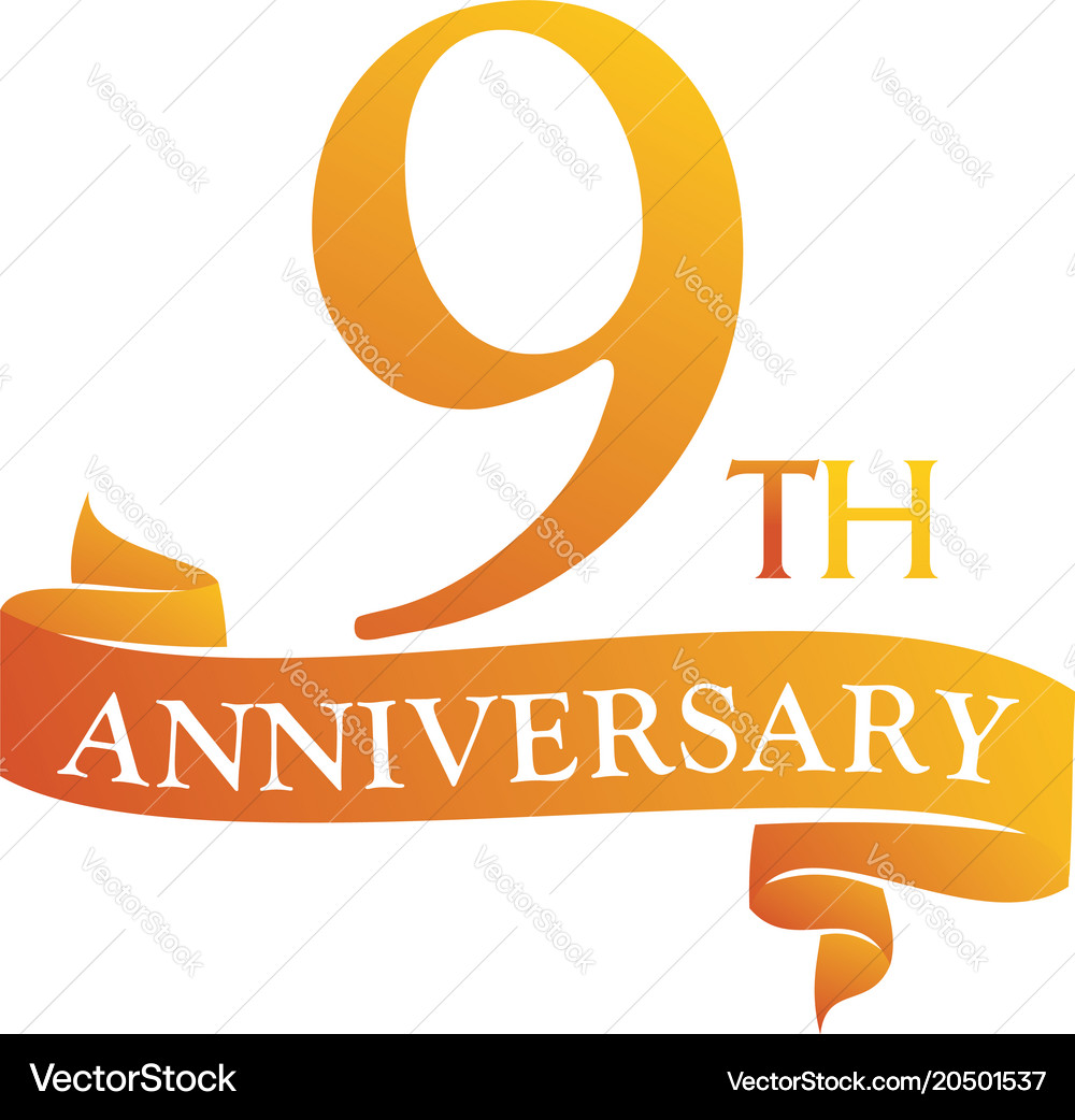 9 year ribbon anniversary Royalty Free Vector Image
