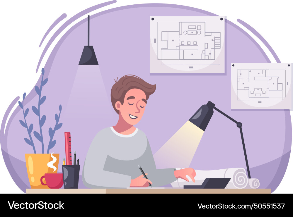 Architect cartoon character Royalty Free Vector Image