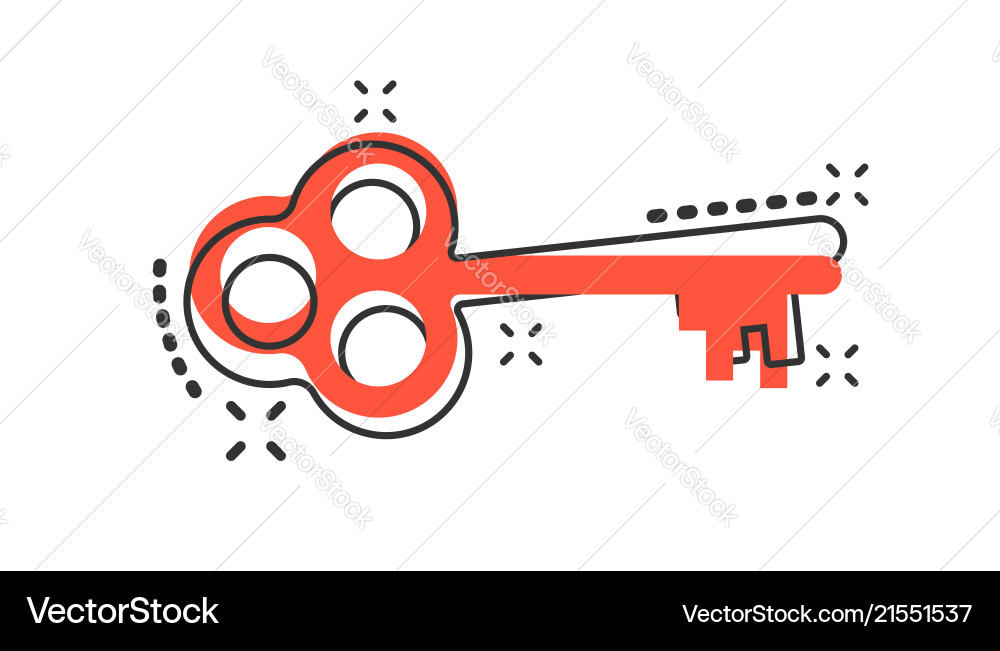 Cartoon key icon in comic style secret keyword Vector Image