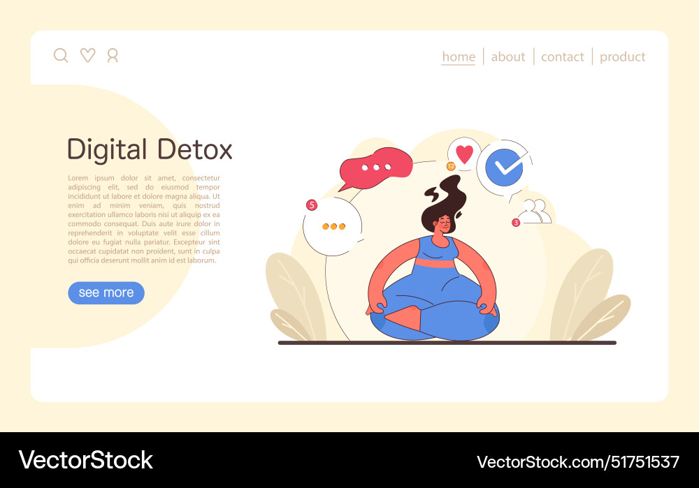 Digital detox concept flat Royalty Free Vector Image