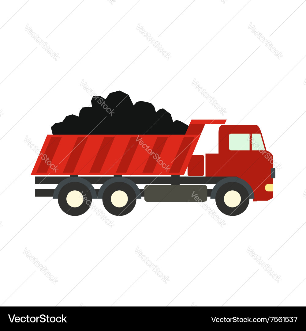 Dump truck flat icon Royalty Free Vector Image