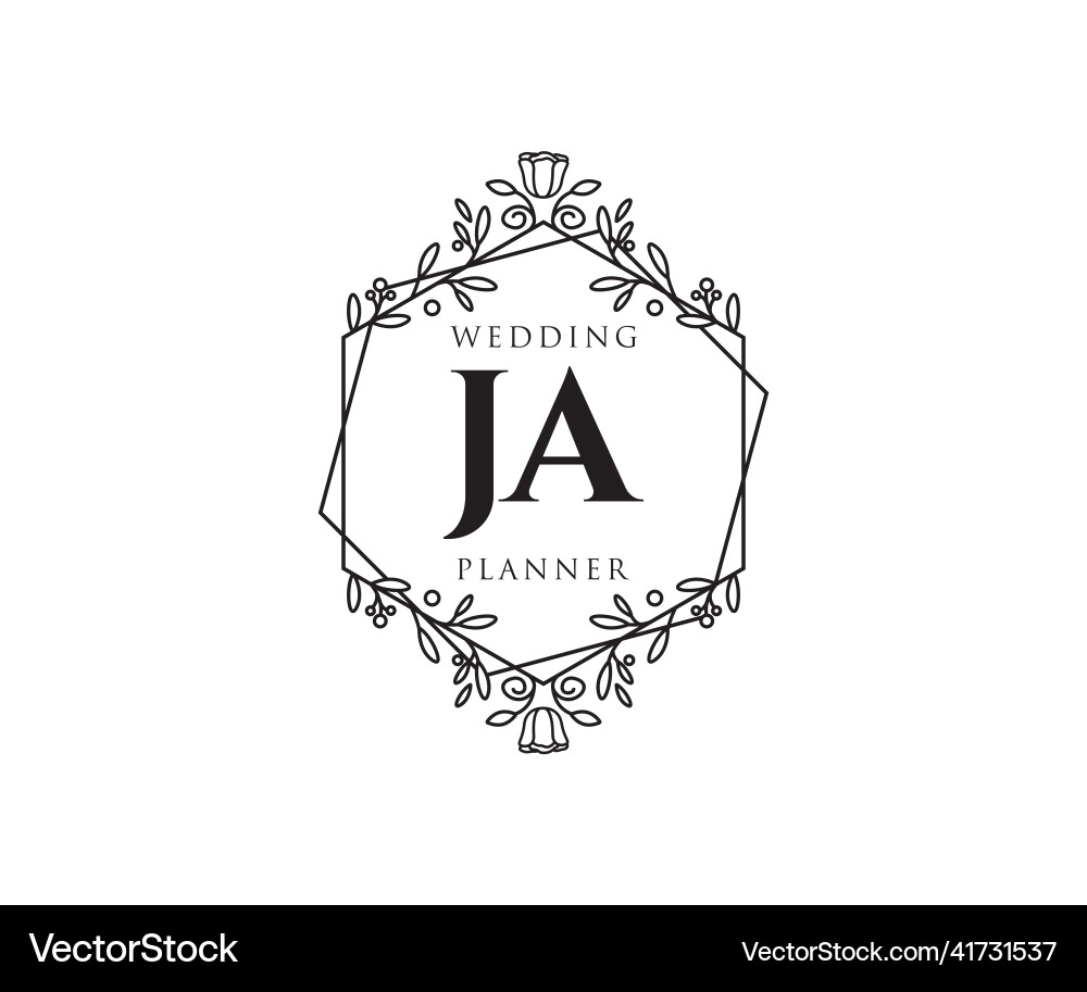 Ja initials letter wedding monogram logos Vector Image