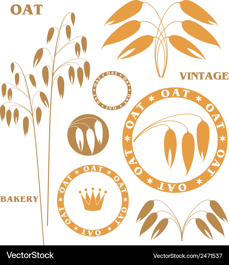 Oat Icon Set - Retro Style Royalty Free Vector Image