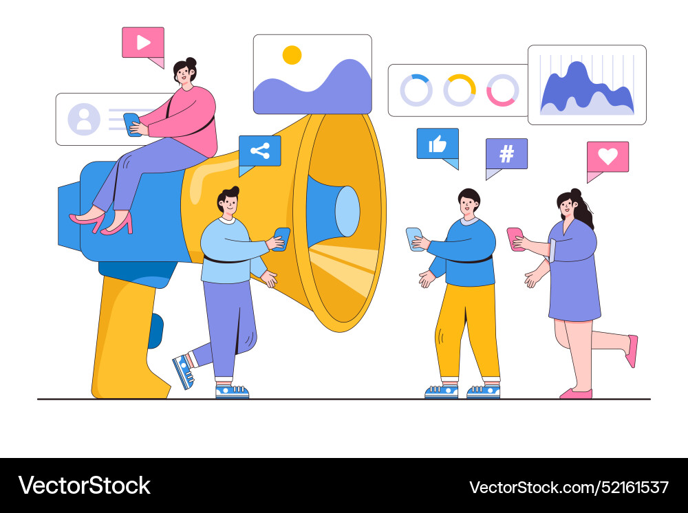 Public relation digital marketing and media Vector Image