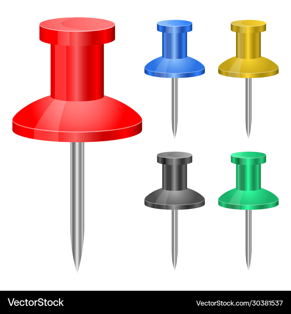 Push pin set Royalty Free Vector Image - VectorStock Push pin set Royalty Free Vector Image - VectorStock