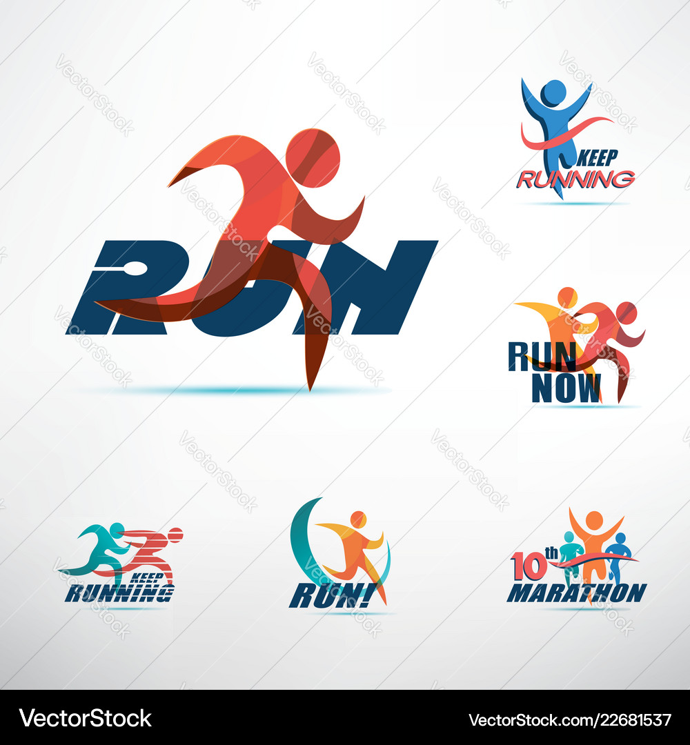 Running people logo template stylized symbols Vector Image