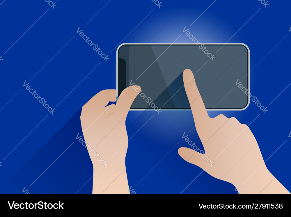 Abstract horizontal mobile phone and two hands Vector Image