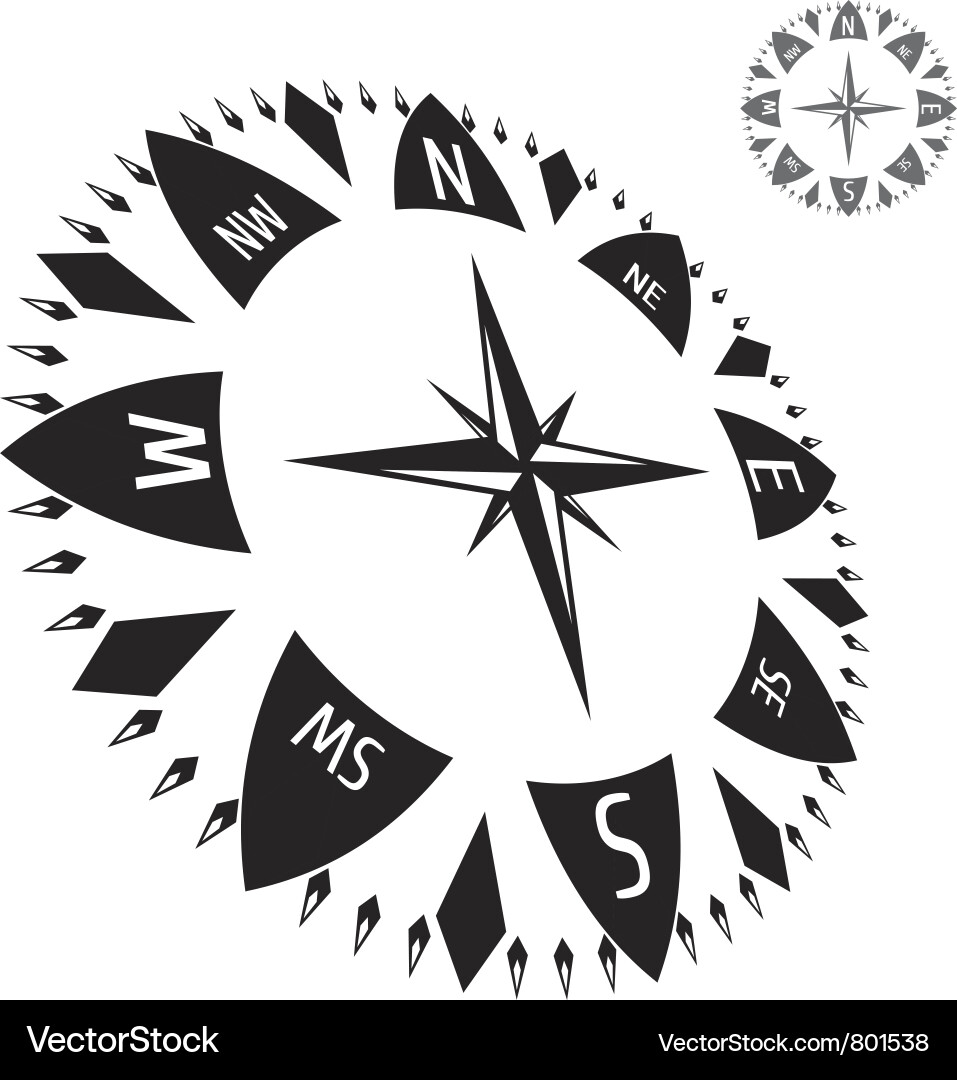 Black compass Royalty Free Vector Image - VectorStock