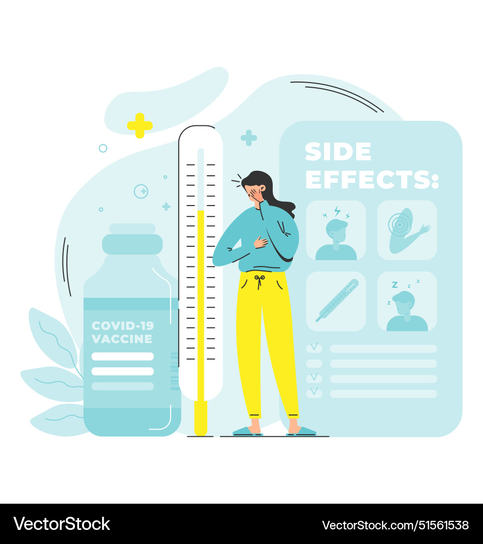 Covid-19 vaccine side effects scene Royalty Free Vector
