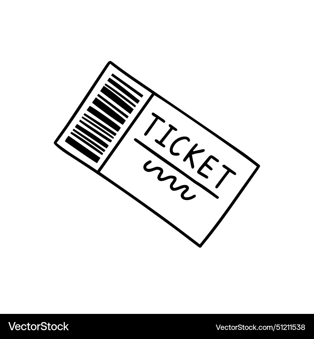 Doodle single hand drawn ticket isolated drawing Vector Image