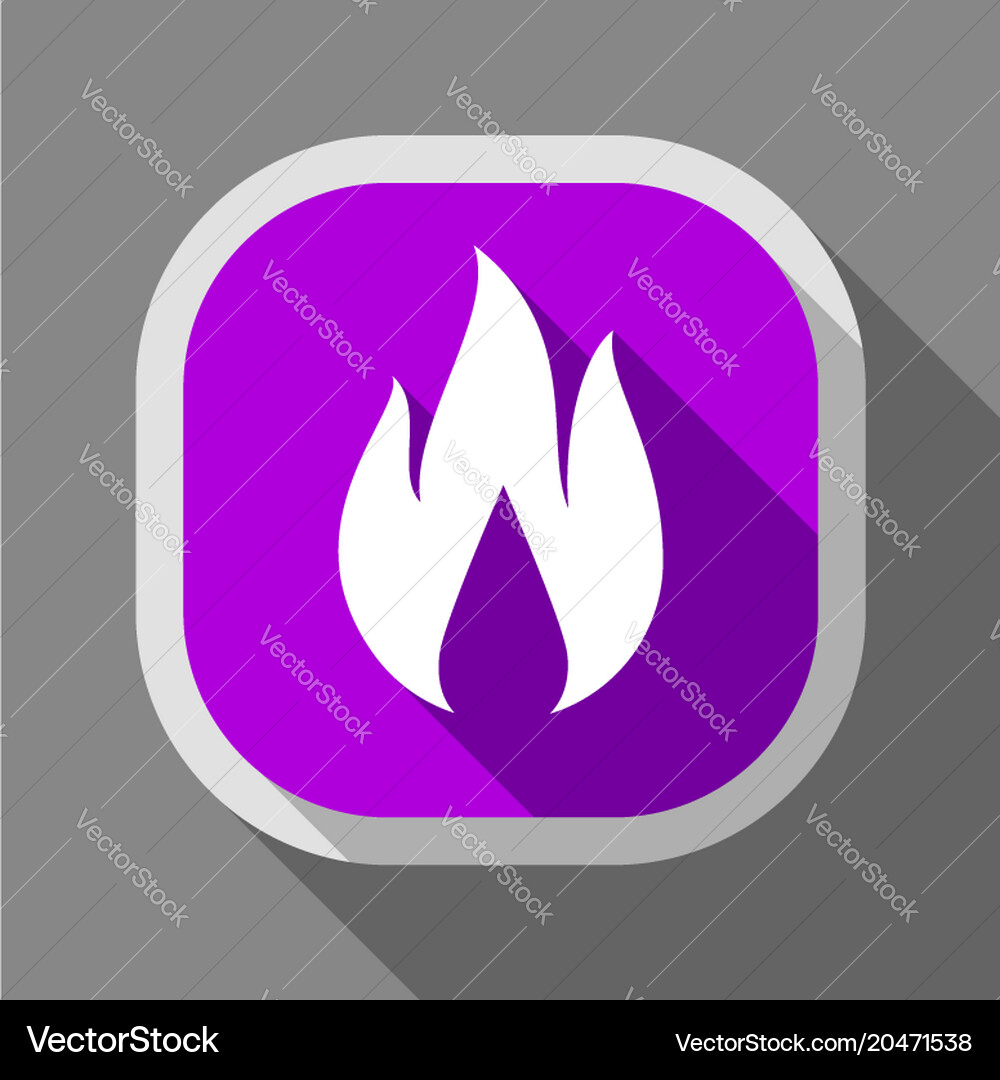 Fire icon square button Royalty Free Vector Image