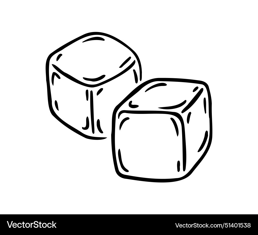 Ice cubes doodle icon sign icy cube symbol hand Vector Image
