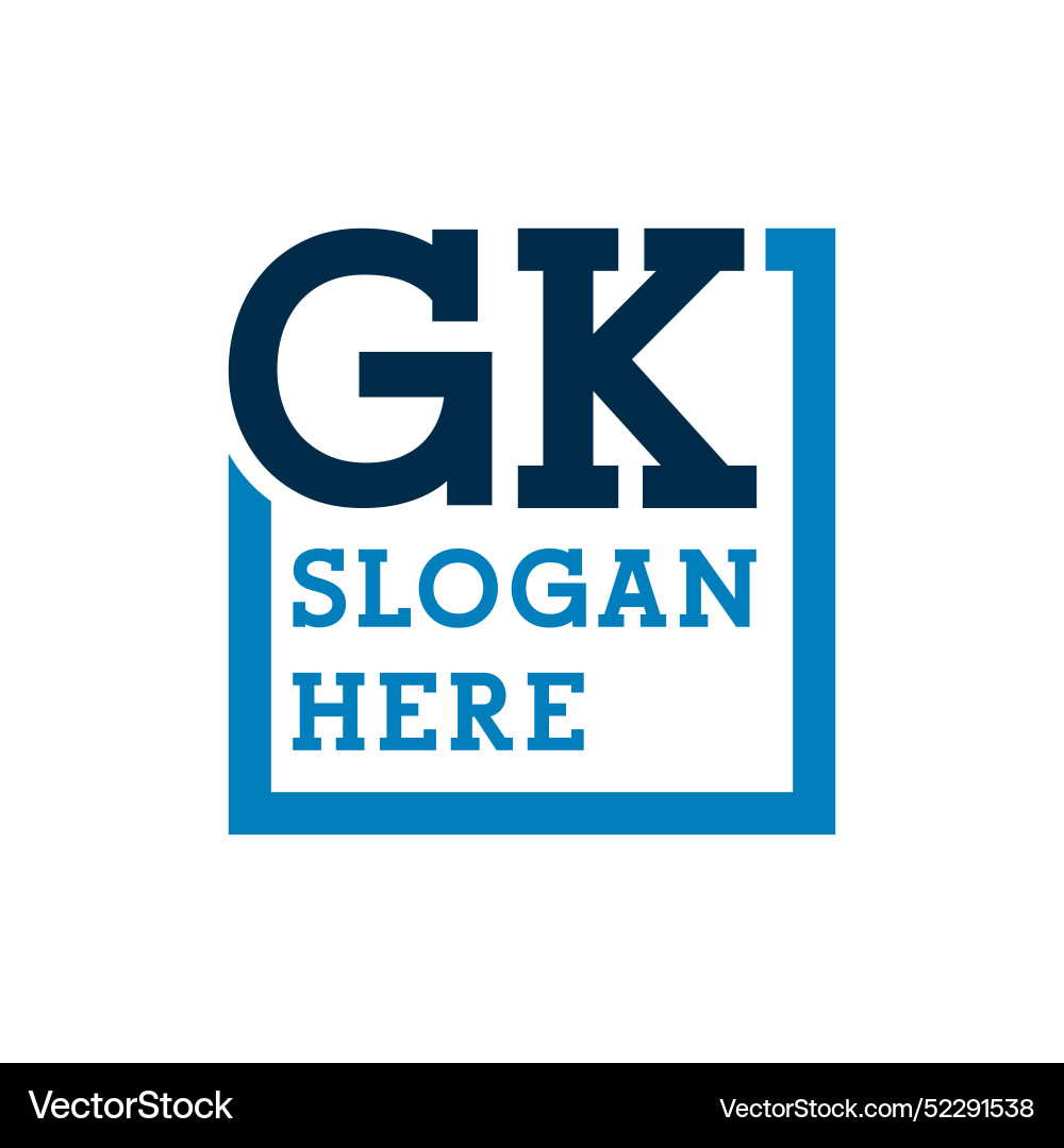 Minimal initials logo letters g and k gk initial Vector Image
